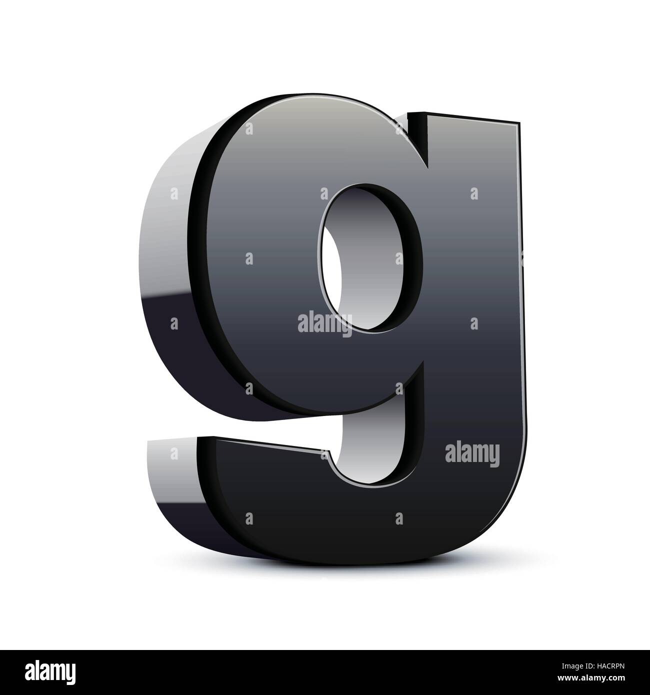 left tilt black letter G, 3D illustration graphic isolated on white ...