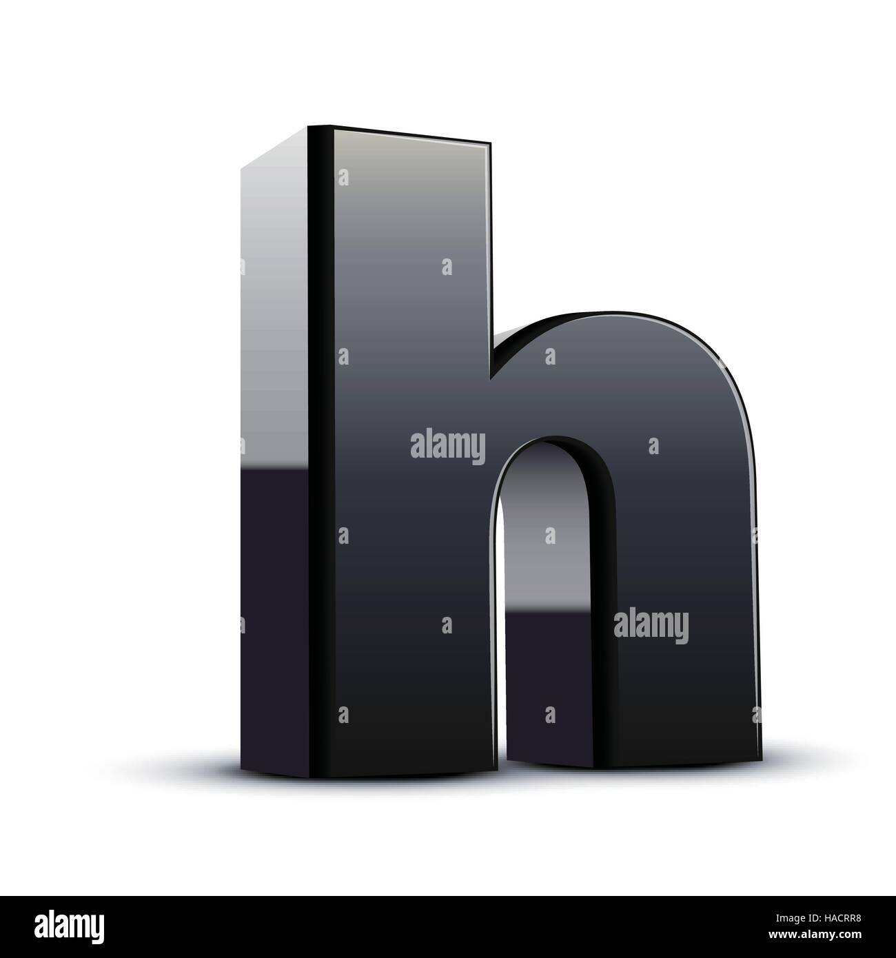 left tilt black letter H, 3D illustration graphic isolated on white ...