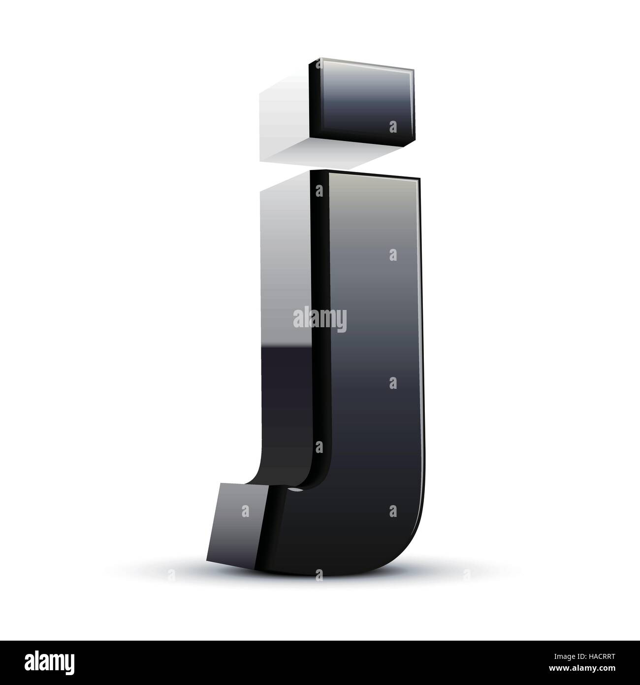 left tilt black letter J, 3D illustration graphic isolated on white ...