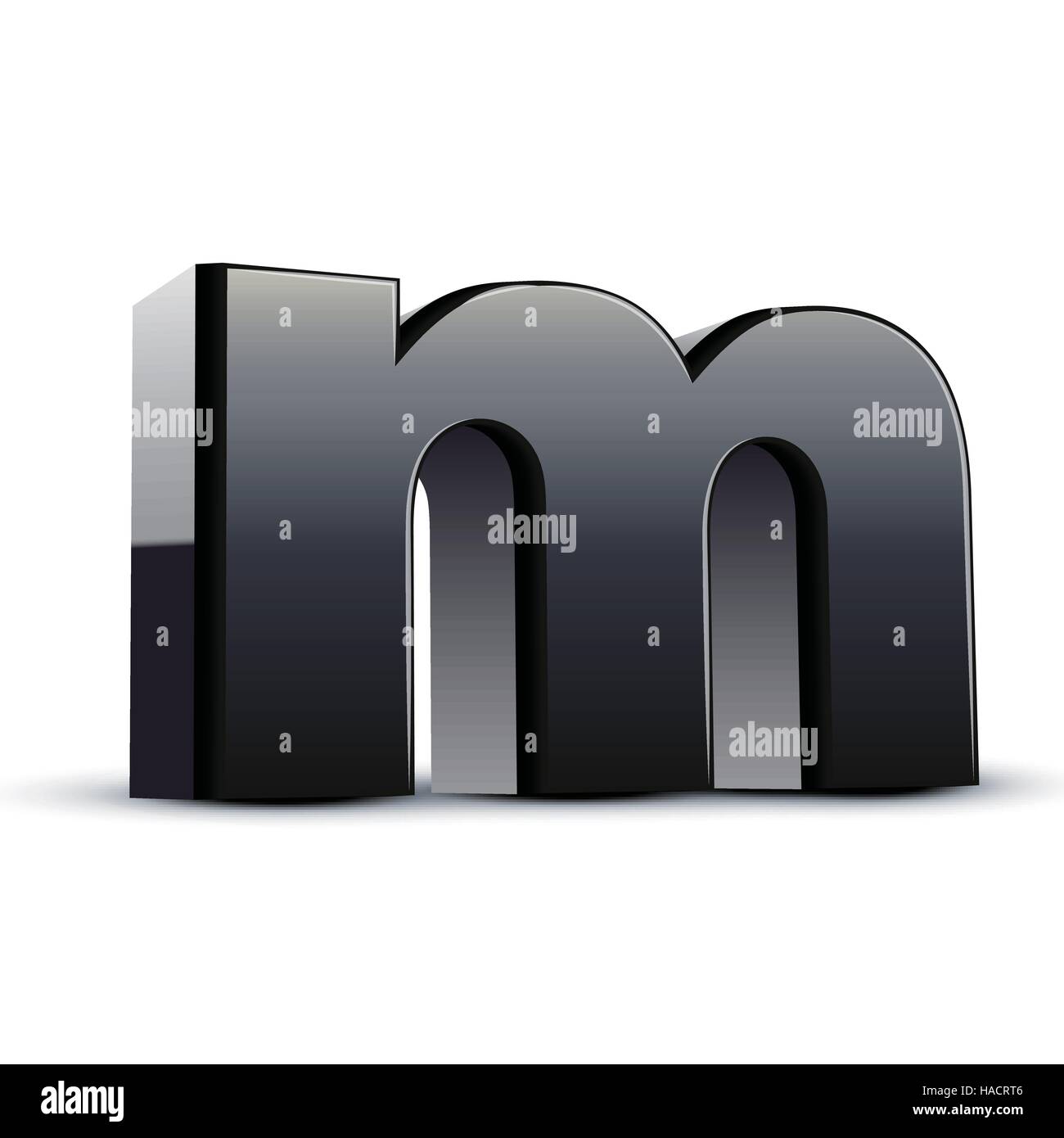 left tilt black letter M, 3D illustration graphic isolated on white ...