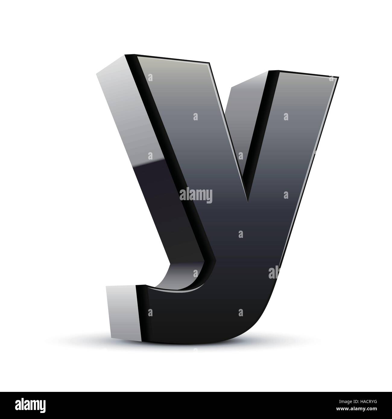 left tilt black letter Y, 3D illustration graphic isolated on white ...