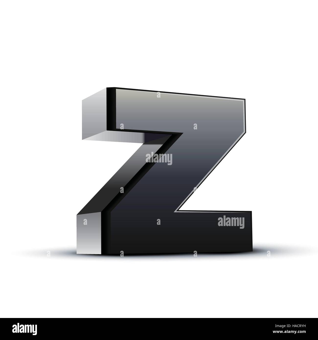 left tilt black letter Z, 3D illustration graphic isolated on white ...