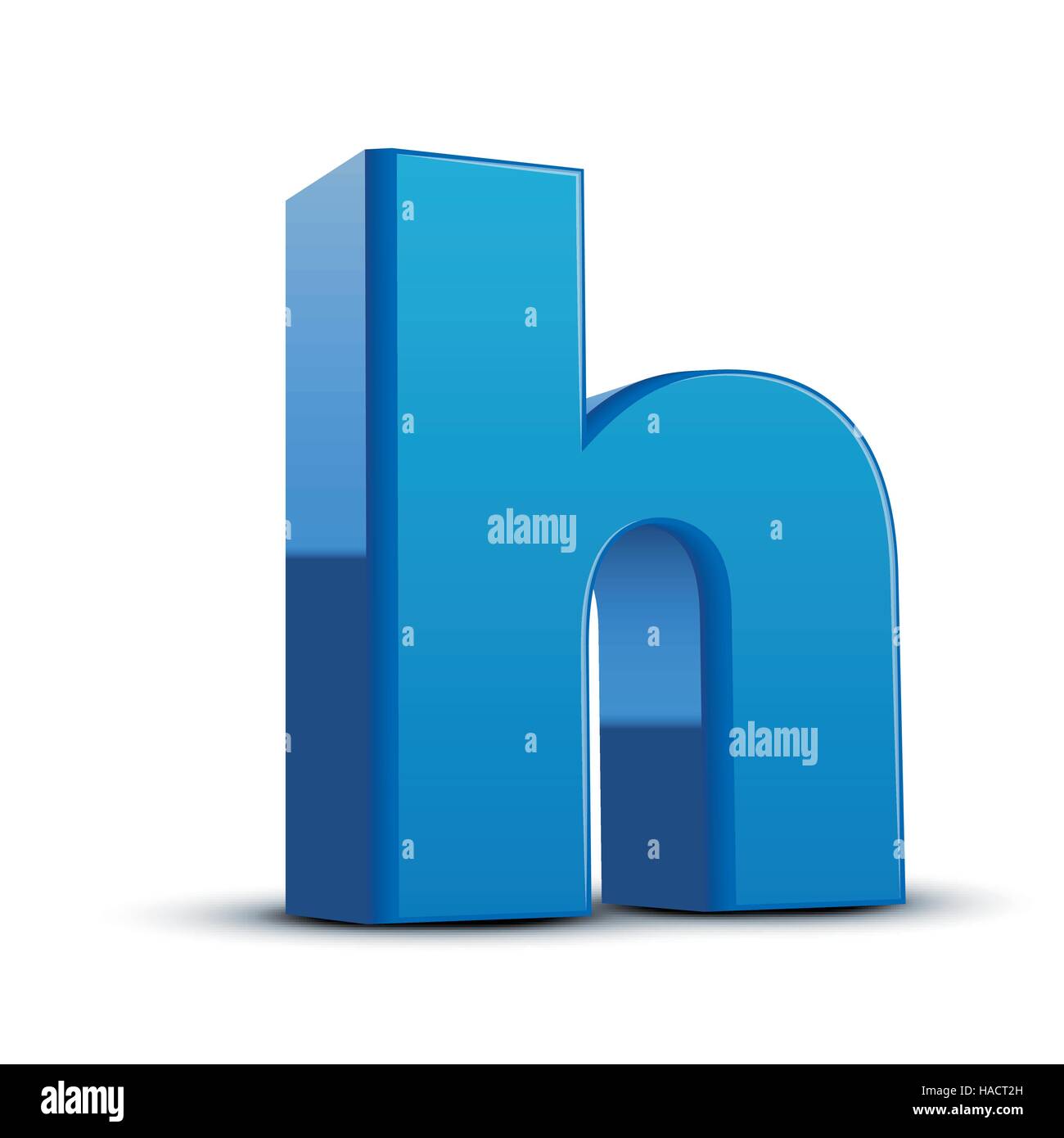 left tilt blue letter H, 3D illustration graphic isolated on white ...