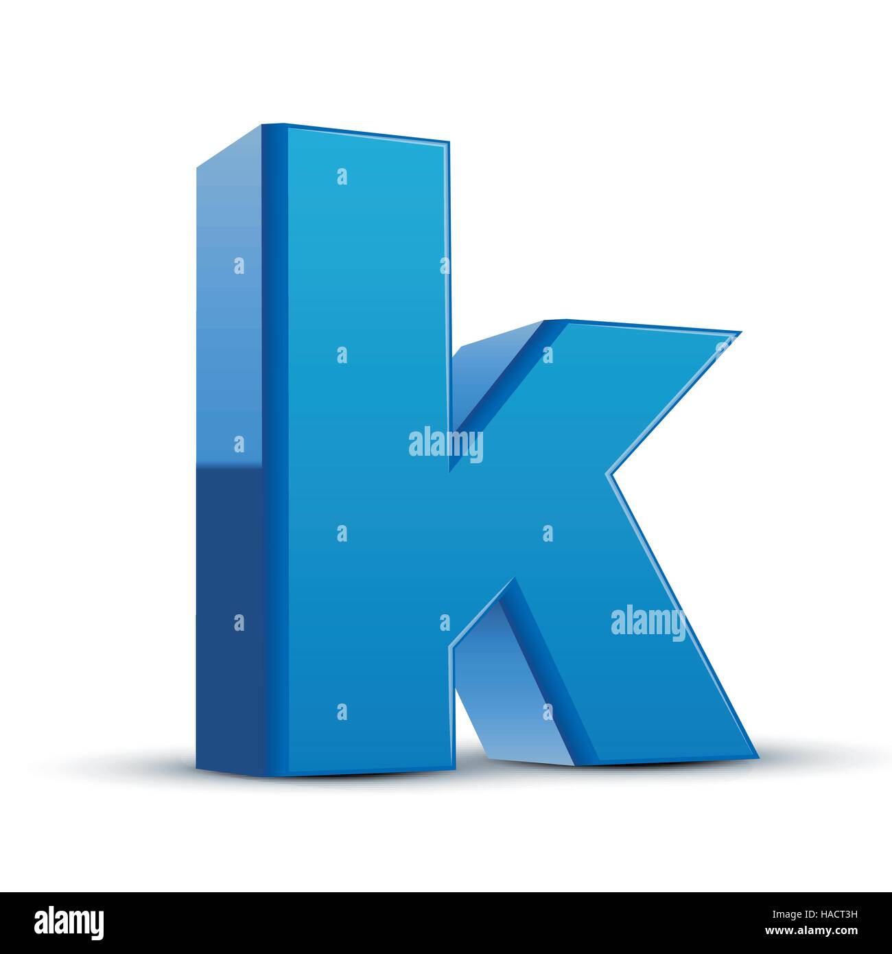 left tilt blue letter K, 3D illustration graphic isolated on white ...