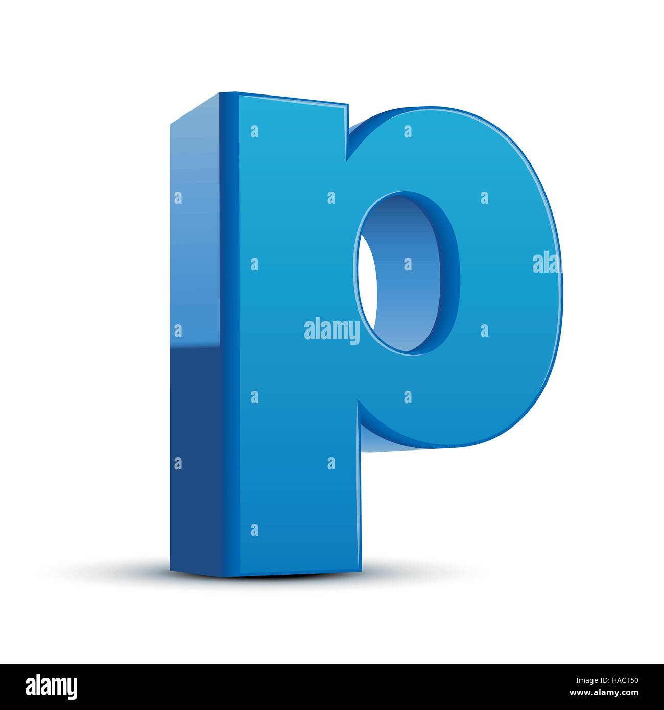 left tilt blue letter P, 3D illustration graphic isolated on white ...