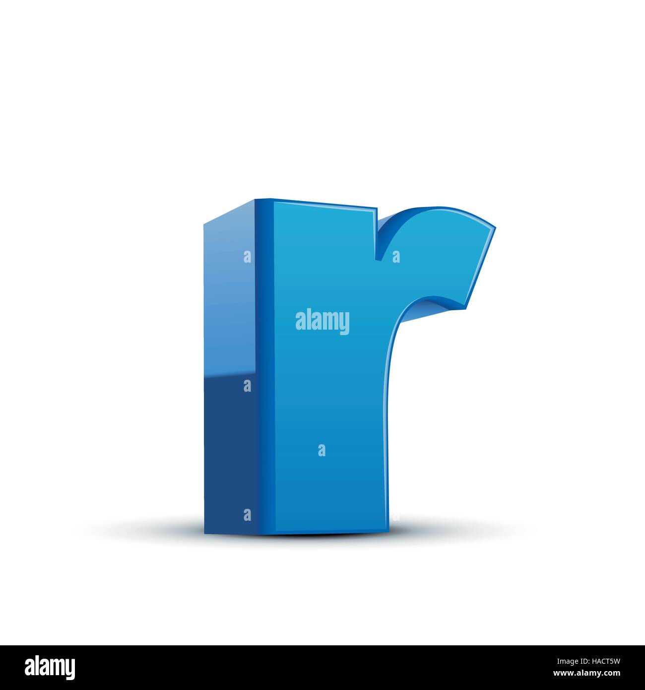 left tilt blue letter R, 3D illustration graphic isolated on white ...