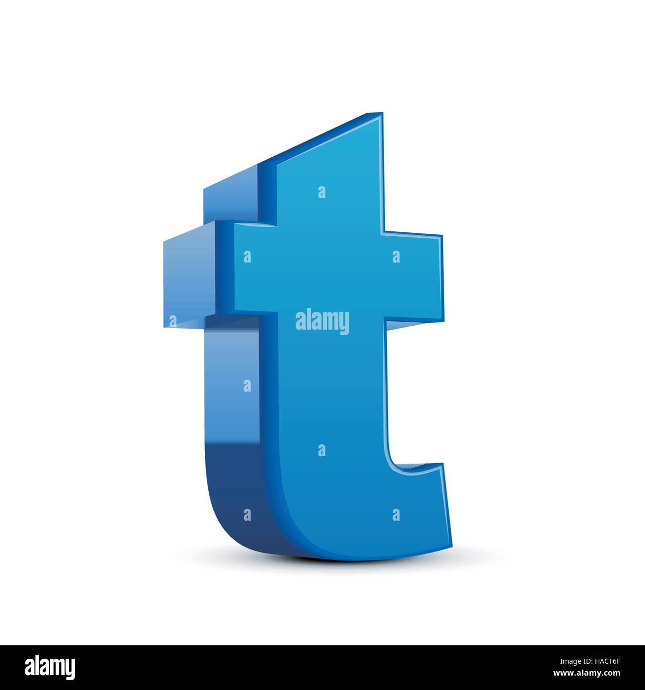 left tilt blue letter T, 3D illustration graphic isolated on white ...