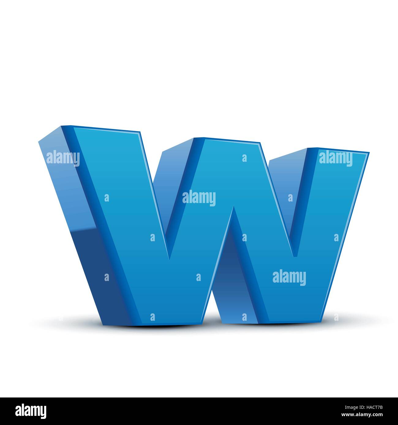 left tilt blue letter W, 3D illustration graphic isolated on white ...