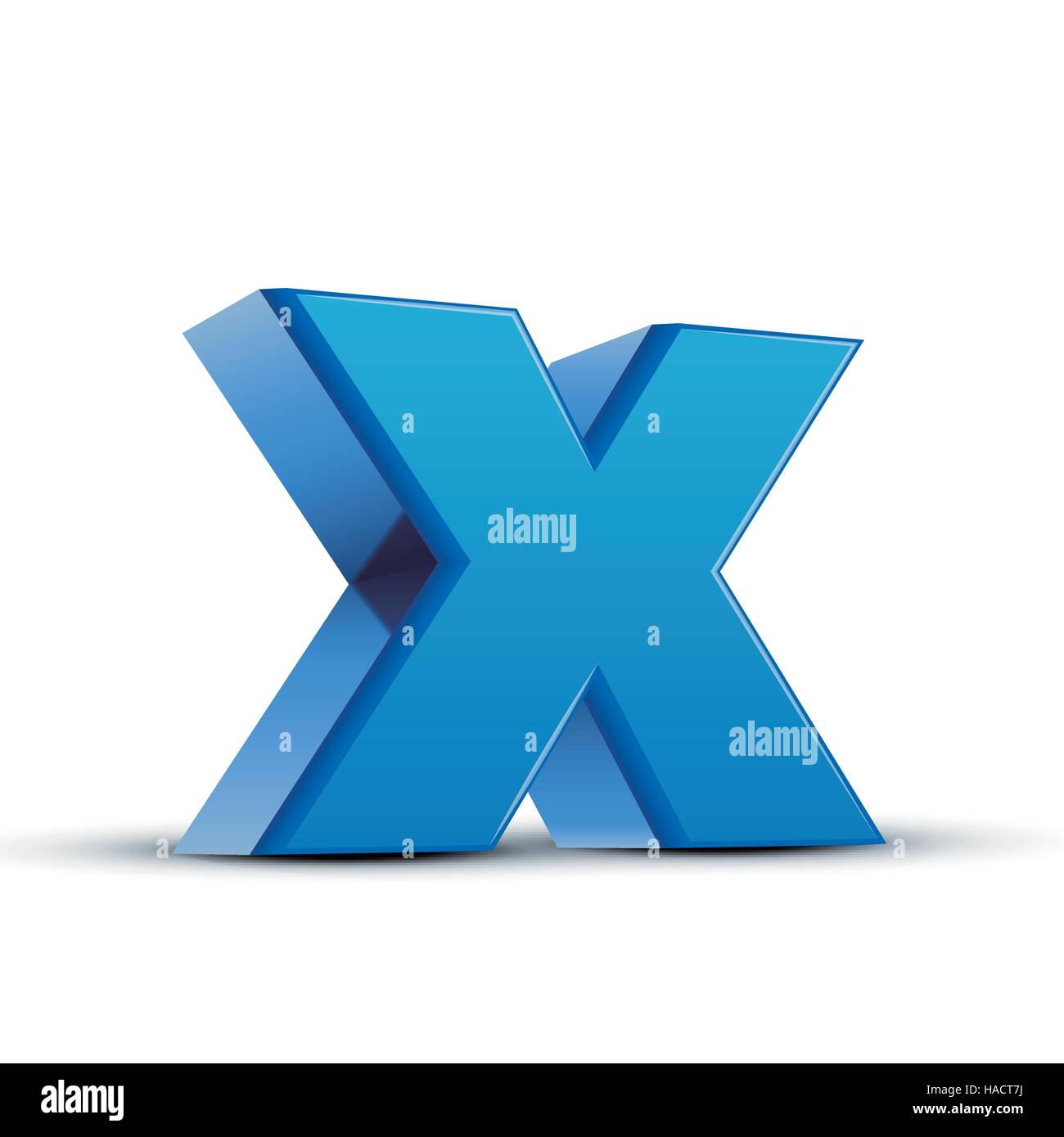 left tilt blue letter X, 3D illustration graphic isolated on white ...