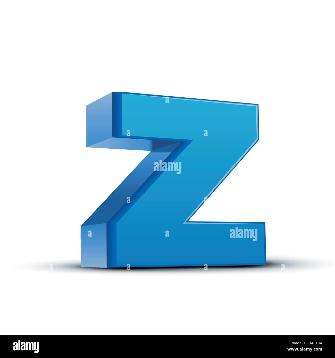 left tilt blue letter Z, 3D illustration graphic isolated on white ...