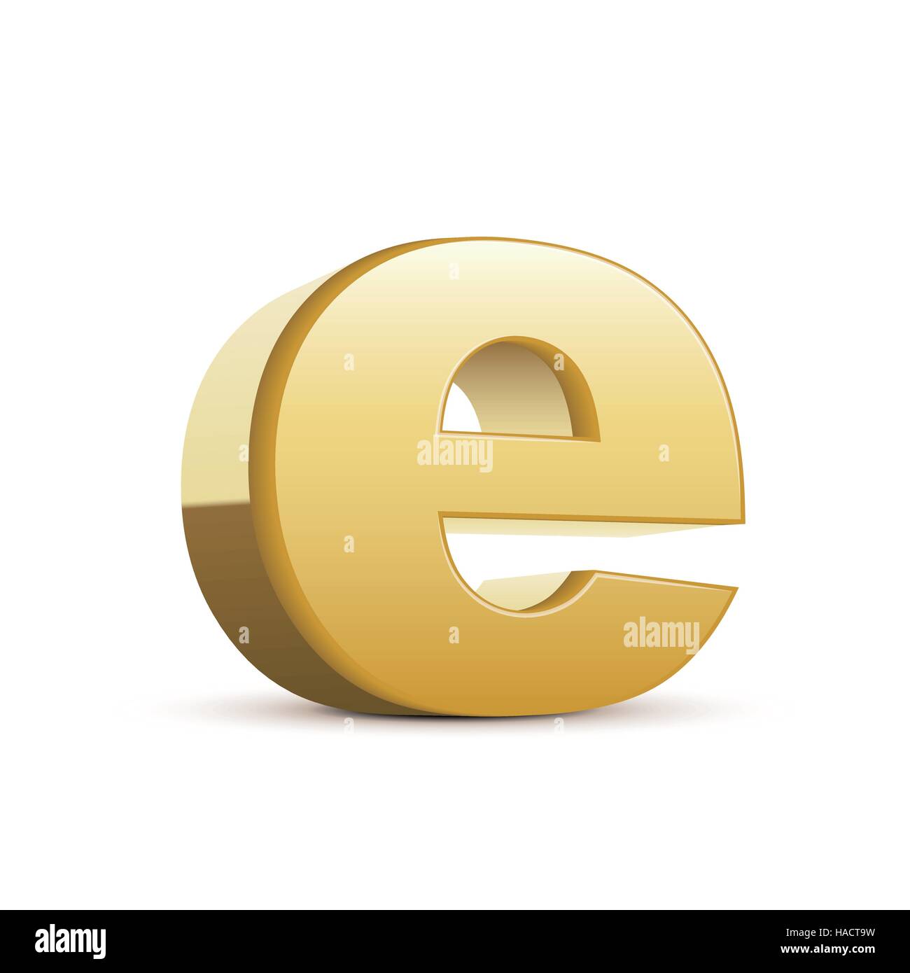 left tilt bronze letter E, 3D illustration graphic isolated on white ...