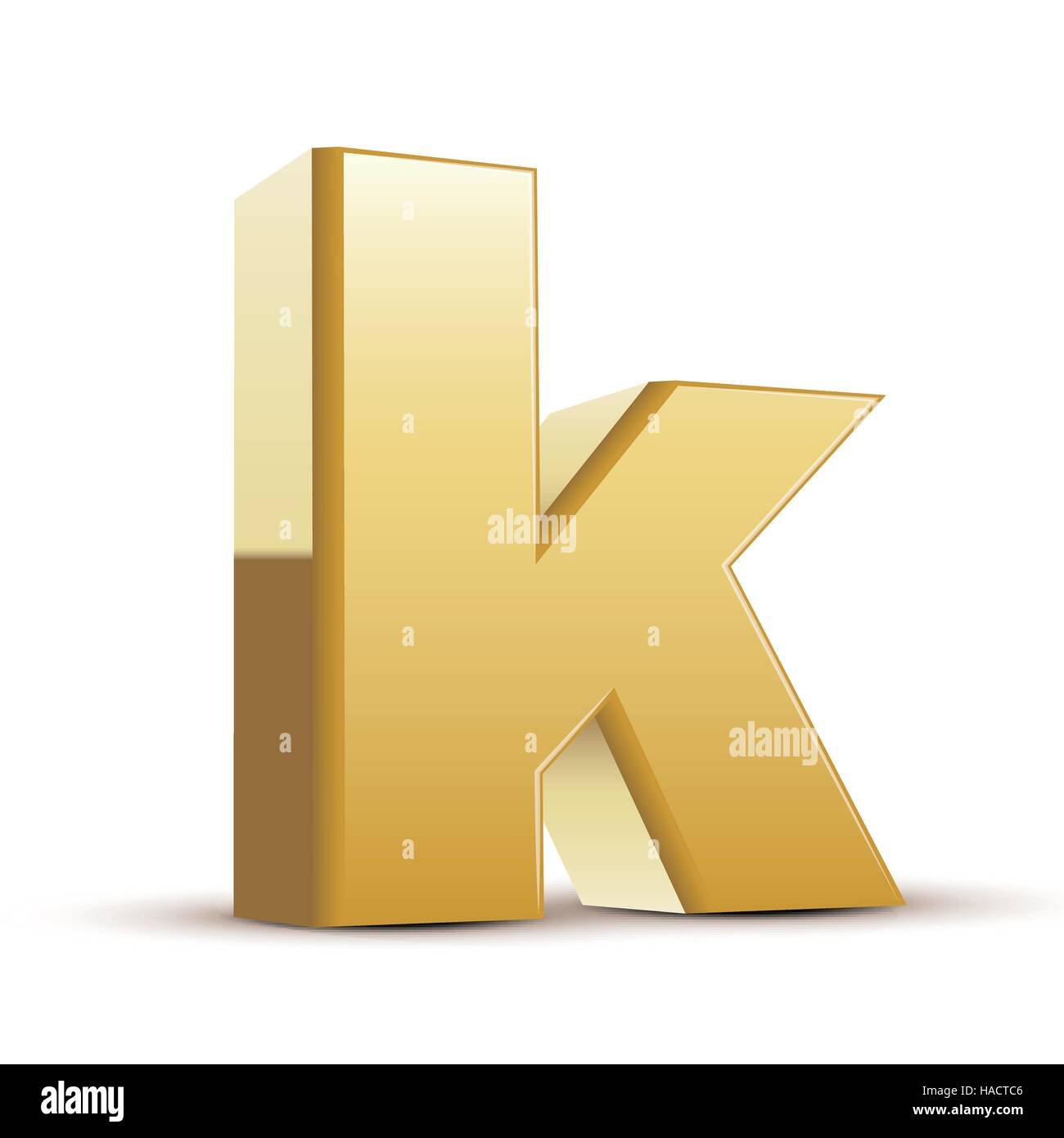 left tilt bronze letter K, 3D illustration graphic isolated on white ...