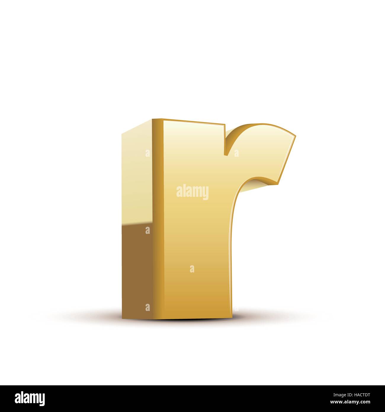 left tilt bronze letter R, 3D illustration graphic isolated on white ...