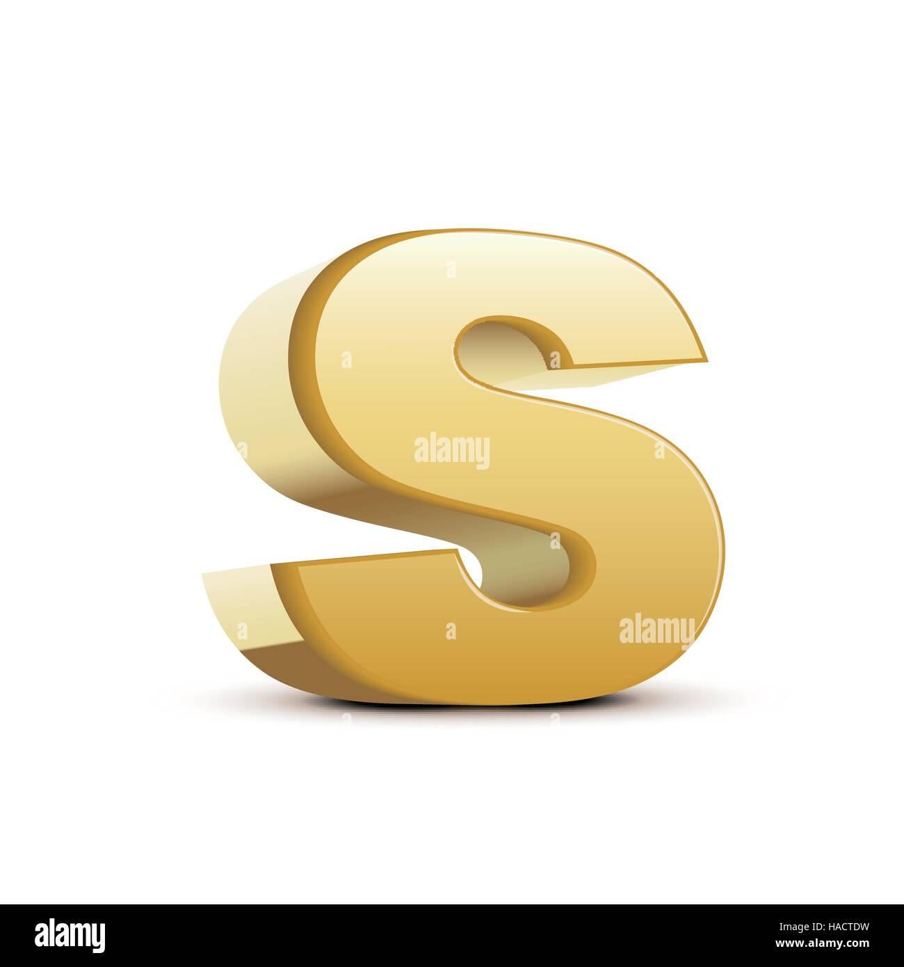 left tilt bronze letter S, 3D illustration graphic isolated on white ...