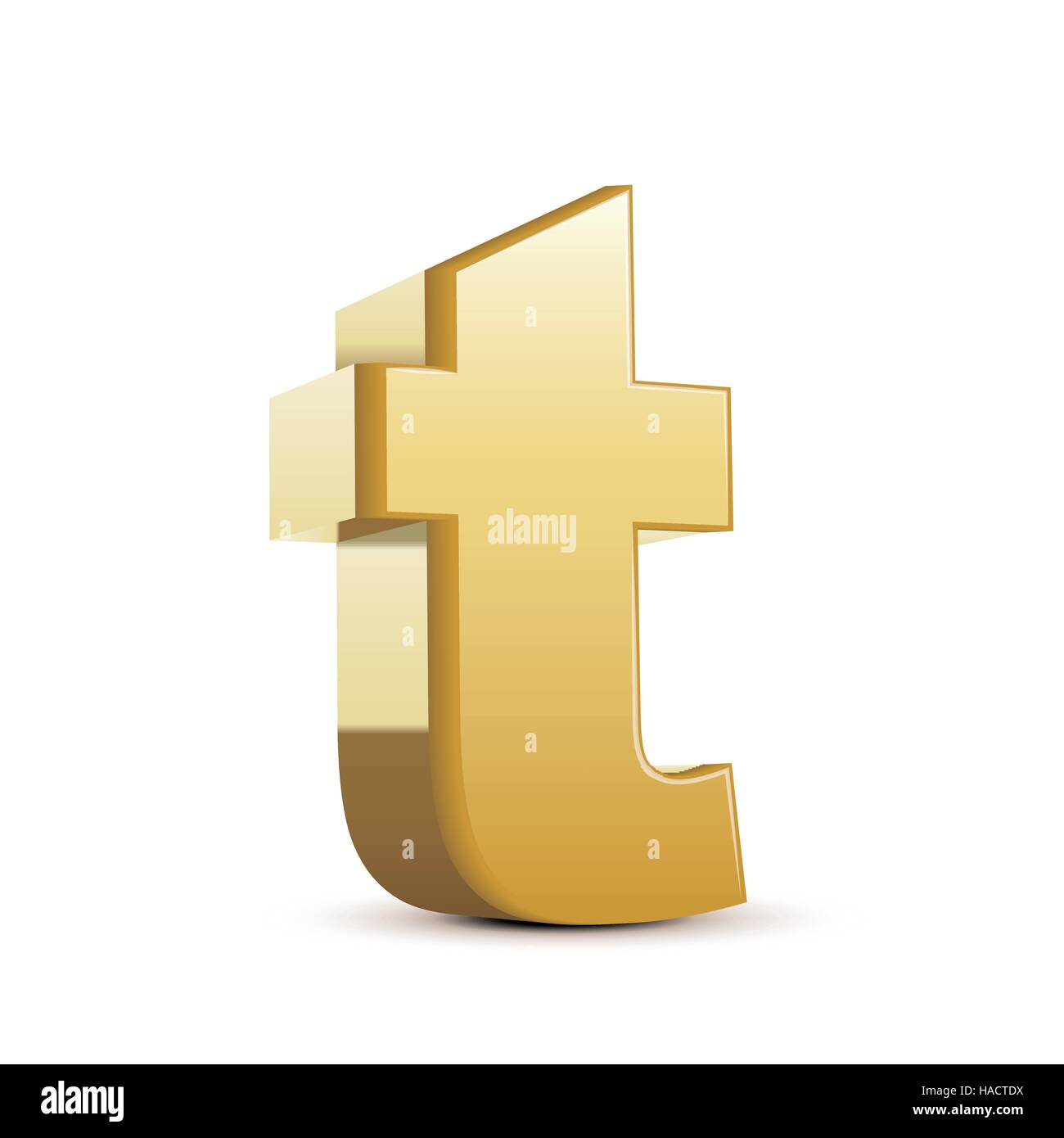 left tilt bronze letter T, 3D illustration graphic isolated on white ...