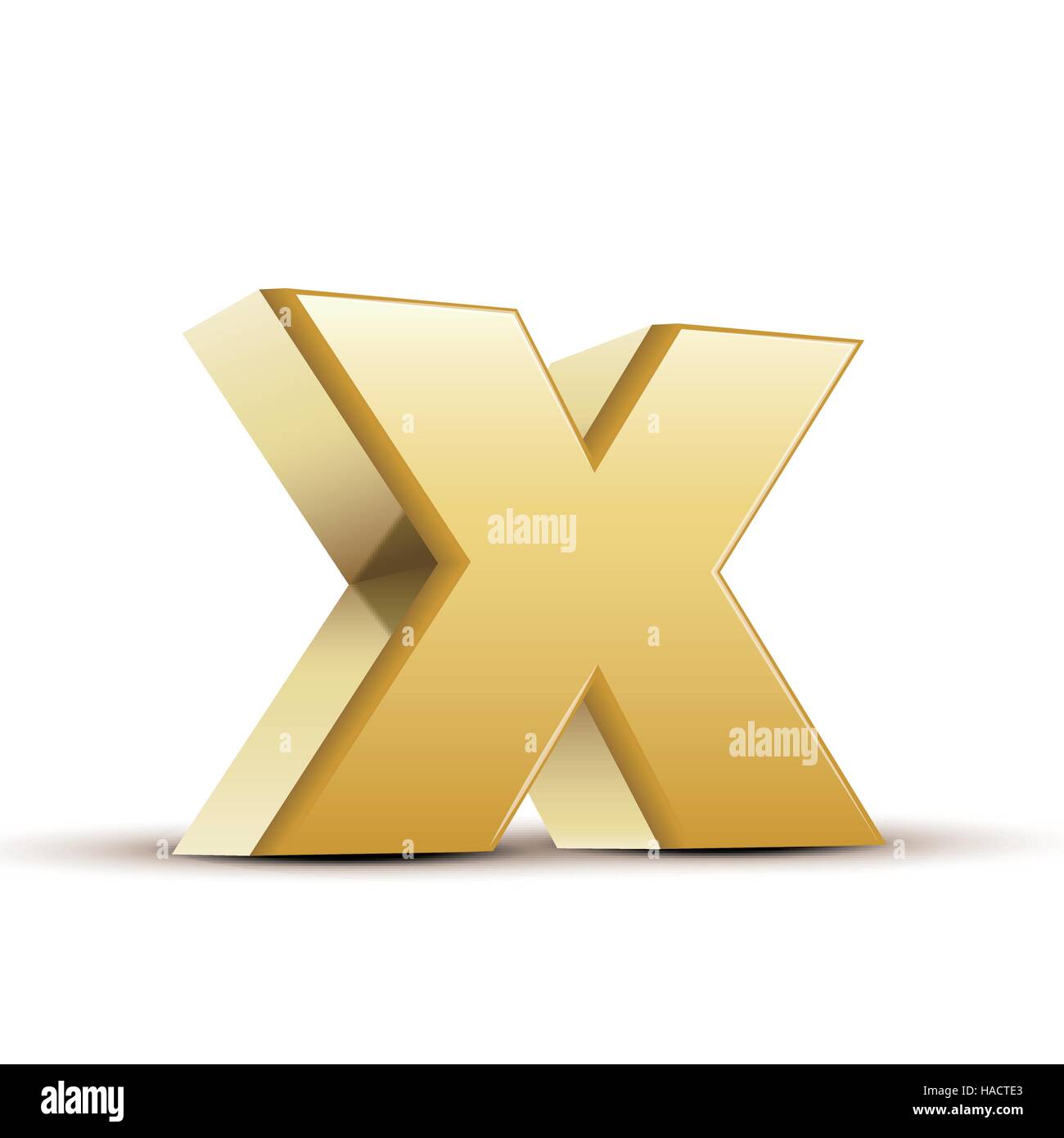left tilt bronze letter X, 3D illustration graphic isolated on white ...