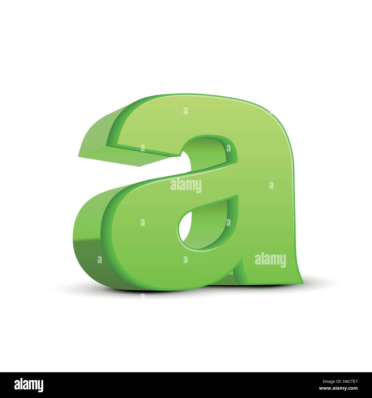 left tilt light green letter A, 3D illustration graphic isolated on ...