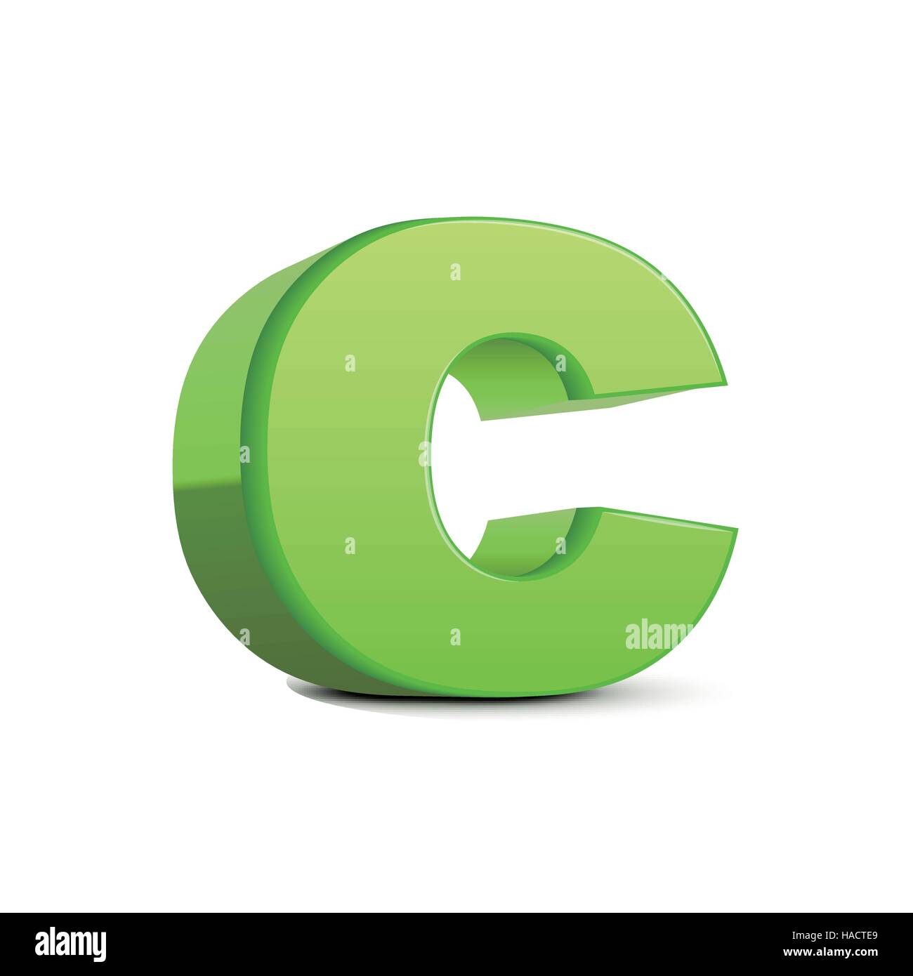 left tilt light green letter C, 3D illustration graphic isolated on ...