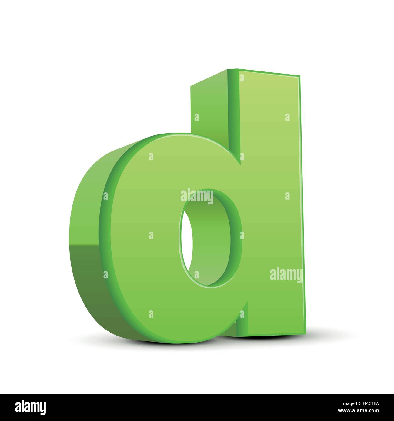 left tilt light green letter D, 3D illustration graphic isolated on ...