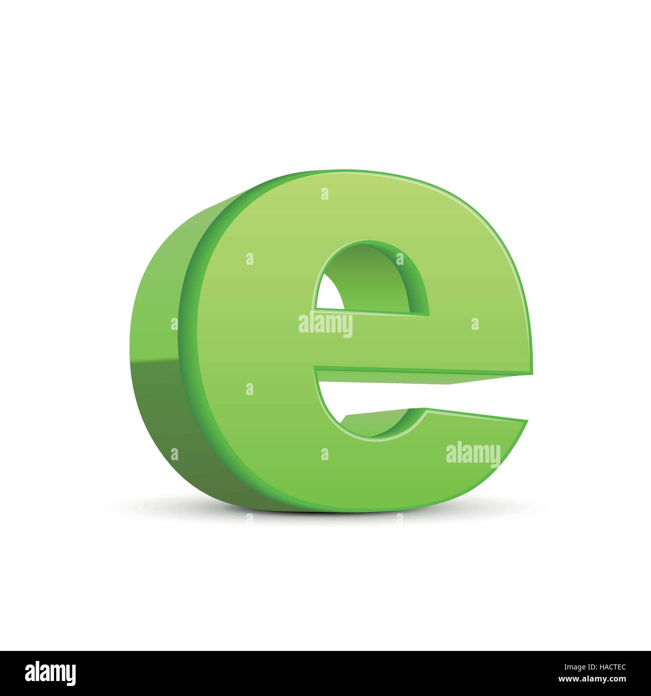 left tilt light green letter E, 3D illustration graphic isolated on ...