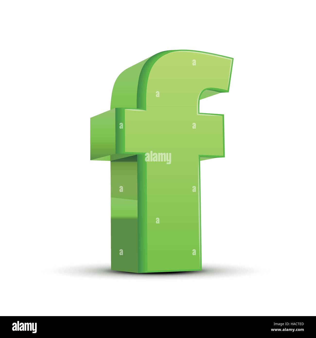 left tilt light green letter F, 3D illustration graphic isolated on ...