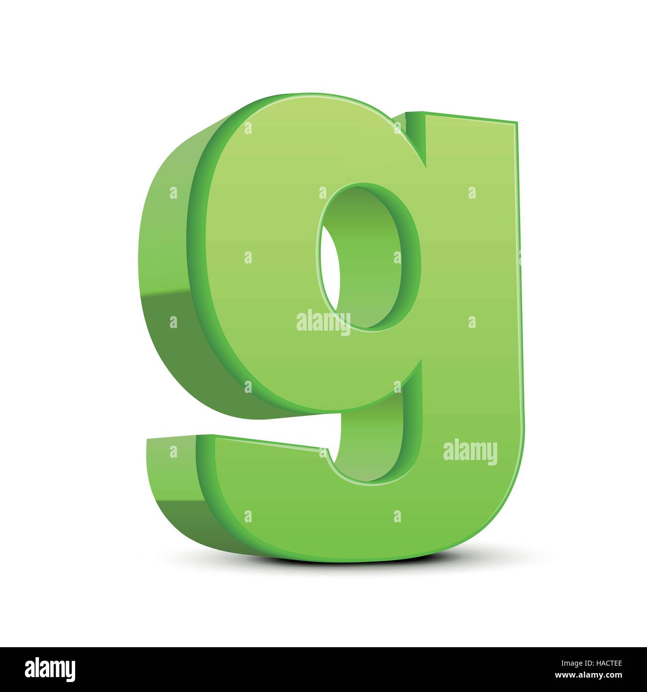 left tilt light green letter G, 3D illustration graphic isolated on ...