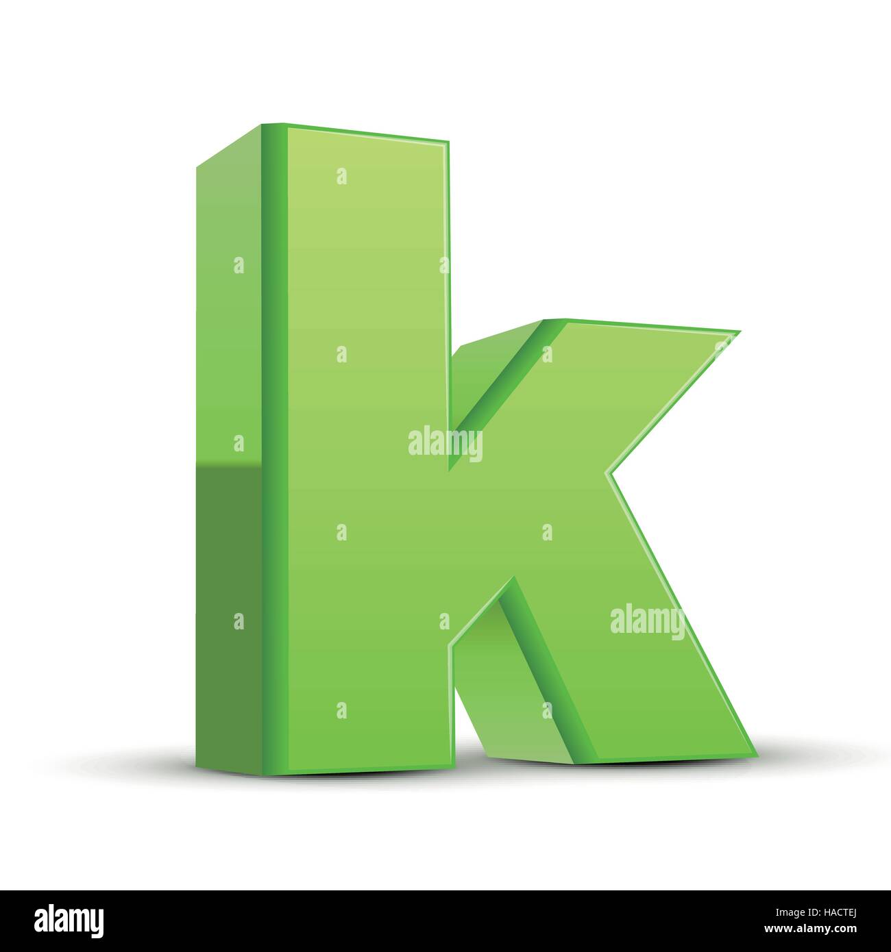 left tilt light green letter K, 3D illustration graphic isolated on ...