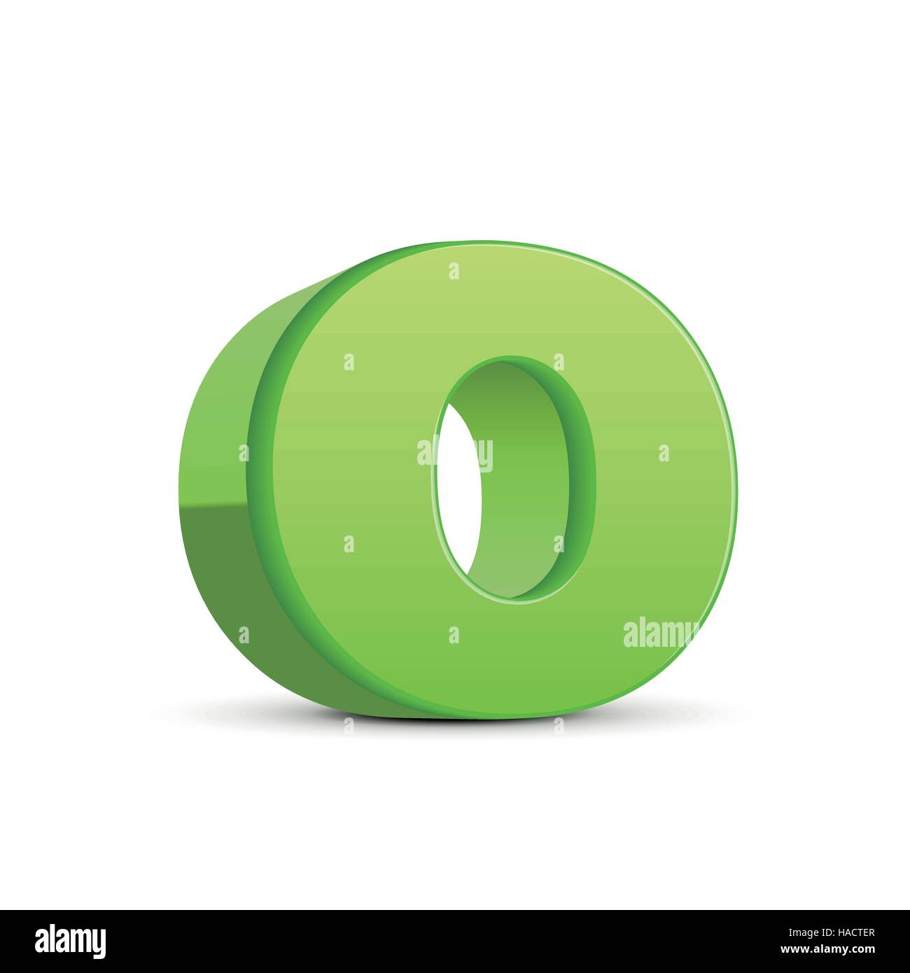 left tilt light green letter O, 3D illustration graphic isolated on ...