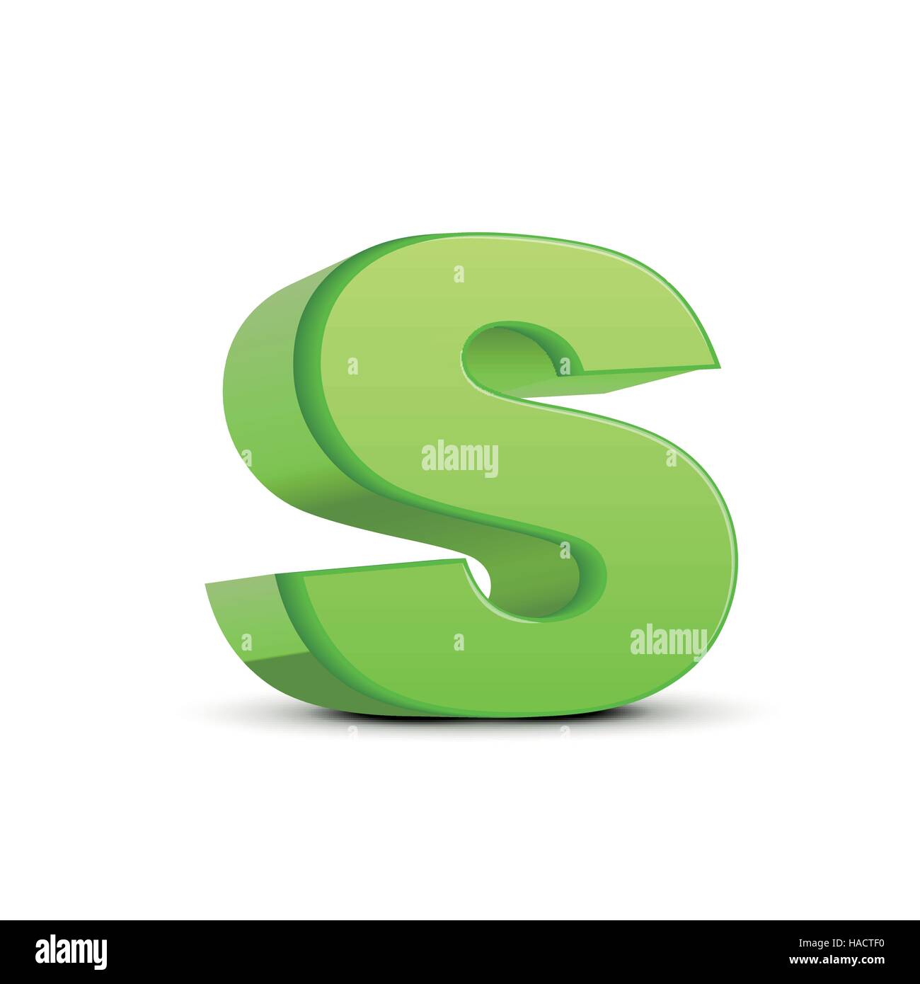 left tilt light green letter S, 3D illustration graphic isolated on ...