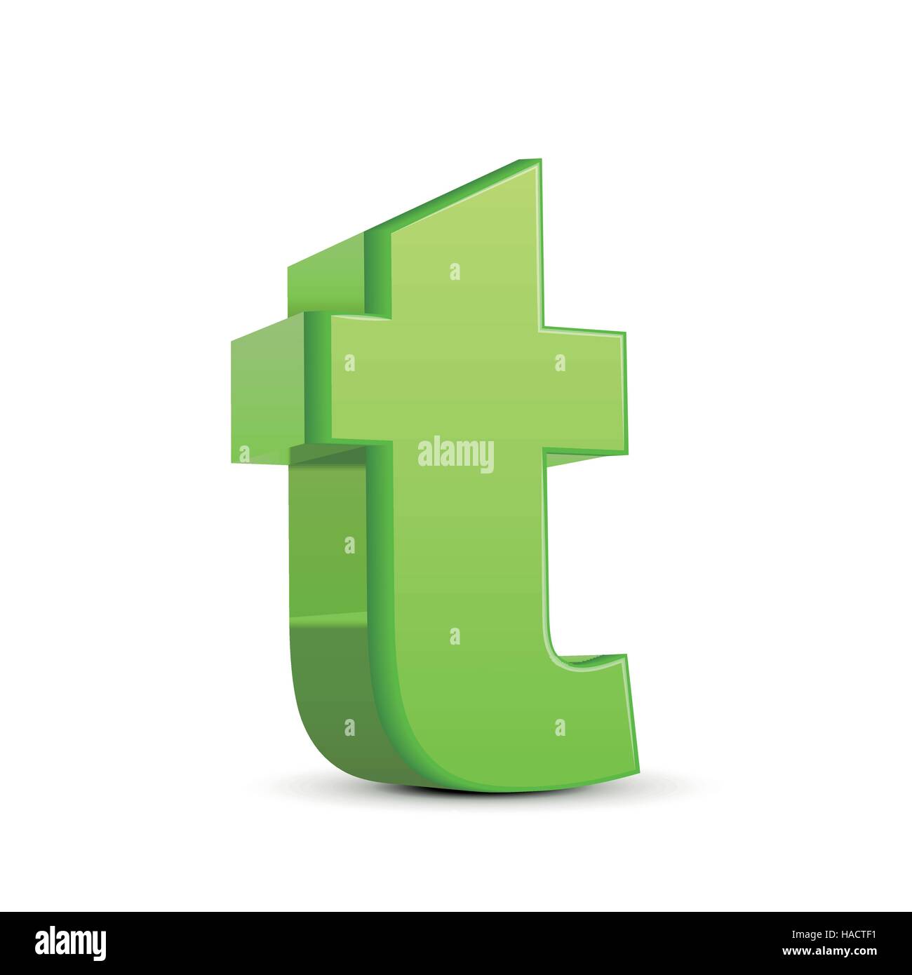 left tilt light green letter T, 3D illustration graphic isolated on ...