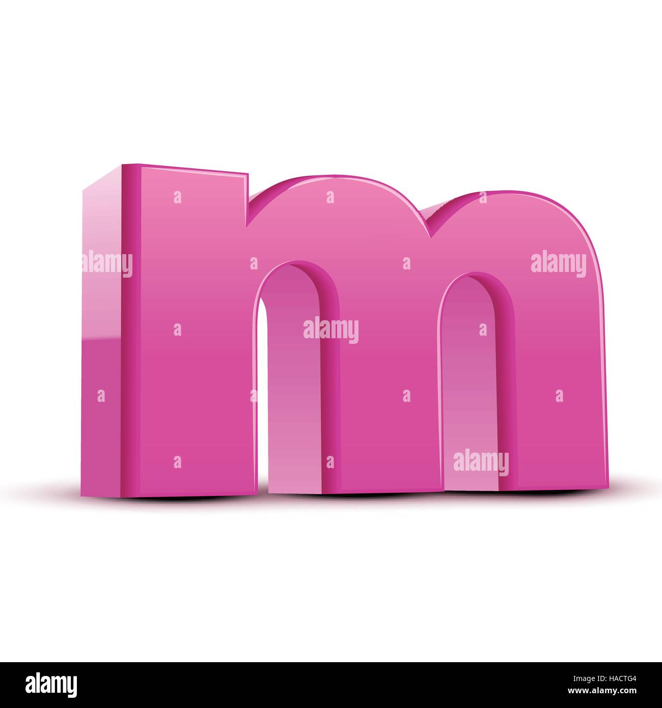 left tilt light pink letter M, 3D illustration graphic isolated on ...