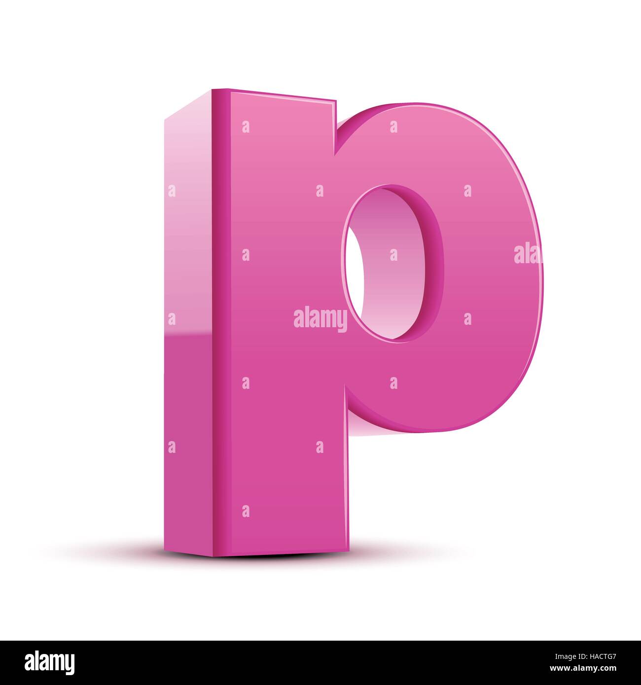 left tilt light pink letter P, 3D illustration graphic isolated on ...