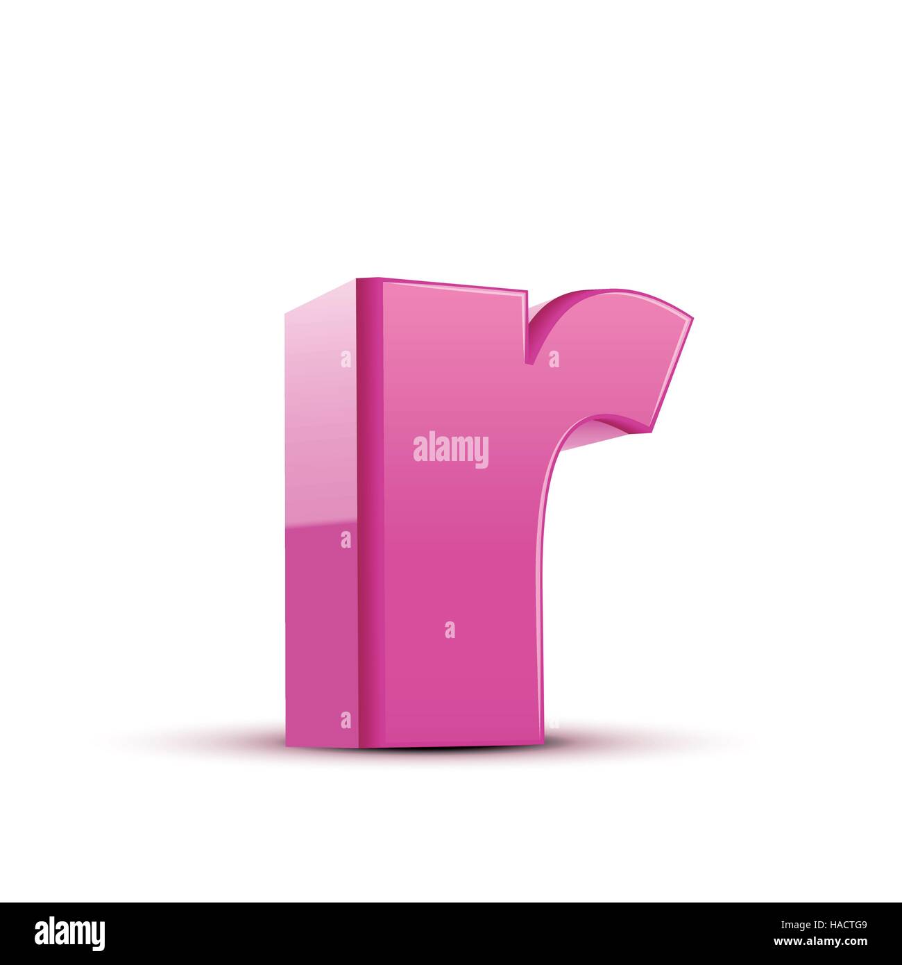 left tilt light pink letter R, 3D illustration graphic isolated on ...