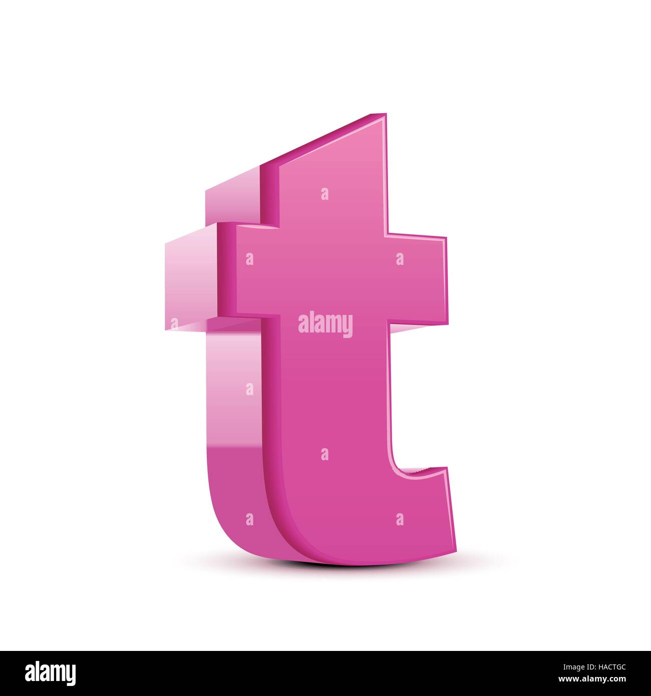 left tilt light pink letter T, 3D illustration graphic isolated on ...