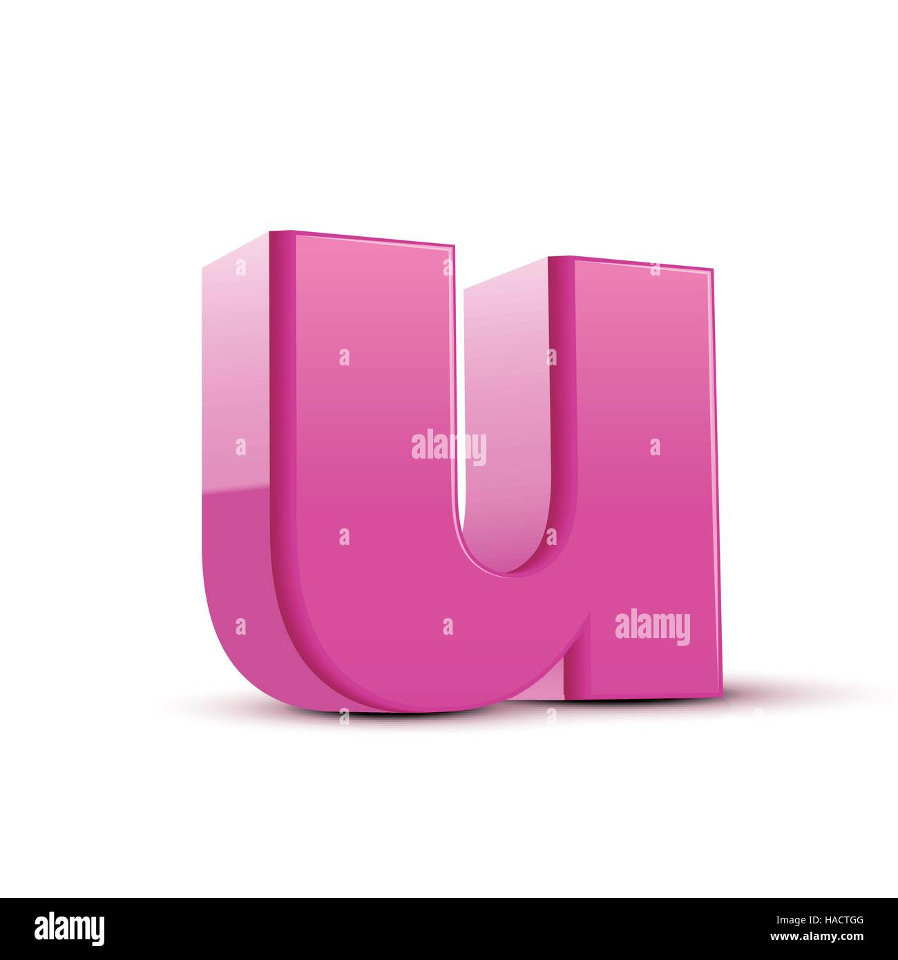 left tilt light pink letter U, 3D illustration graphic isolated on ...