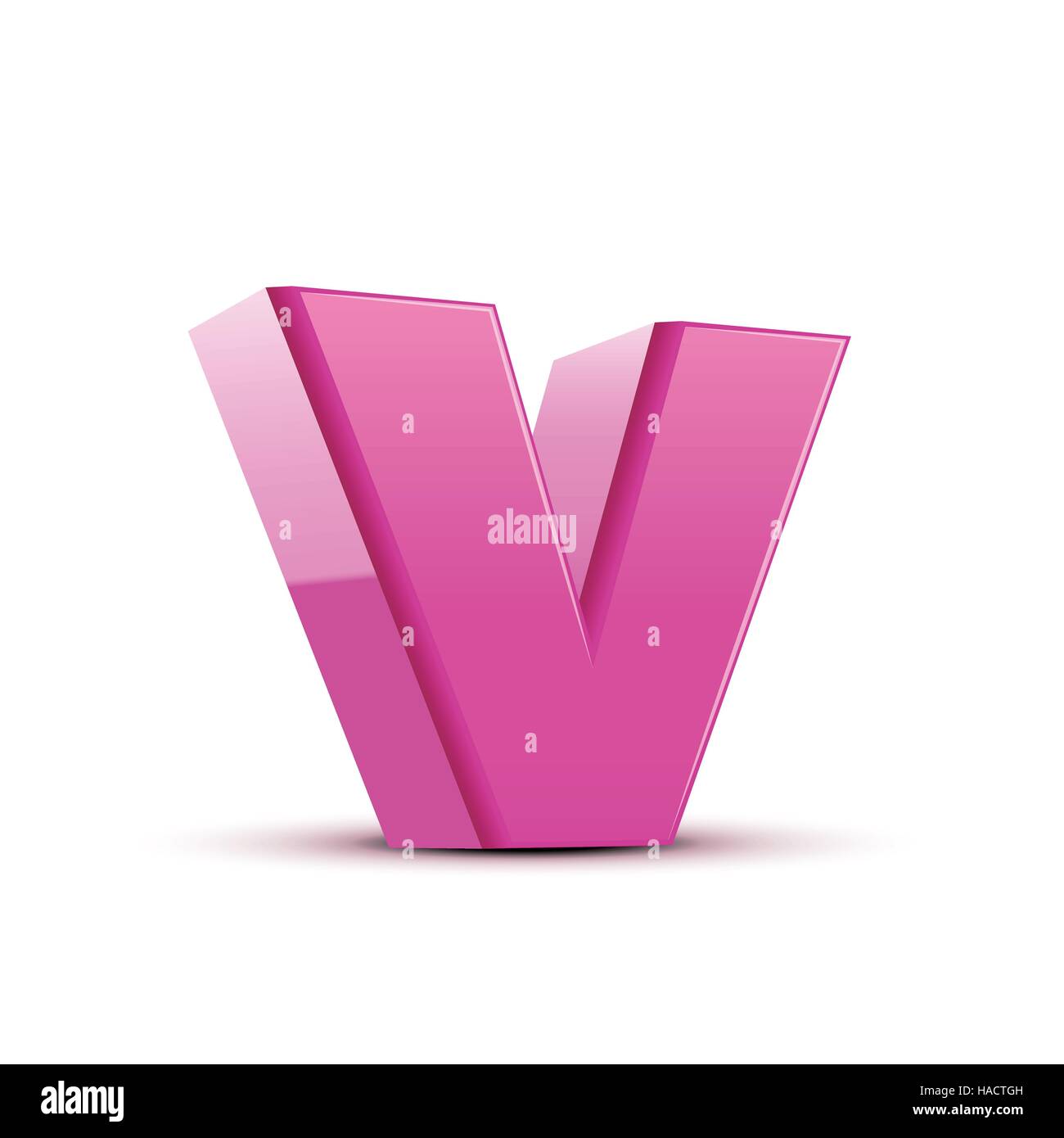 left tilt light pink letter V, 3D illustration graphic isolated on ...