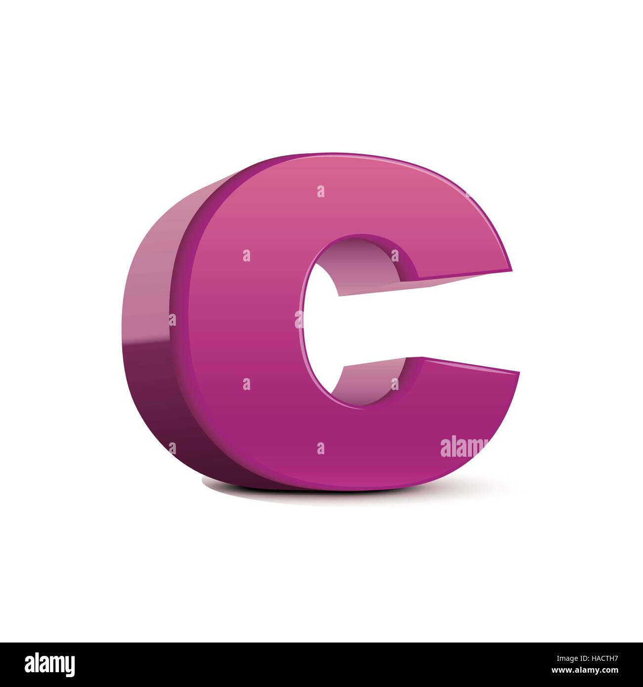 left tilt purple letter C, 3D illustration graphic isolated on white ...