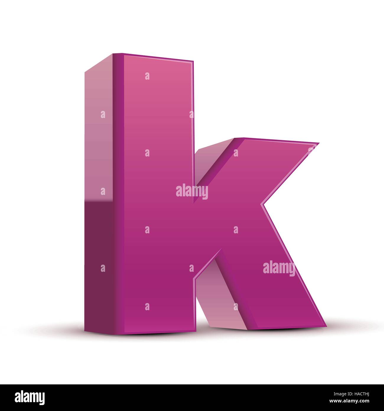 left tilt purple letter K, 3D illustration graphic isolated on white ...