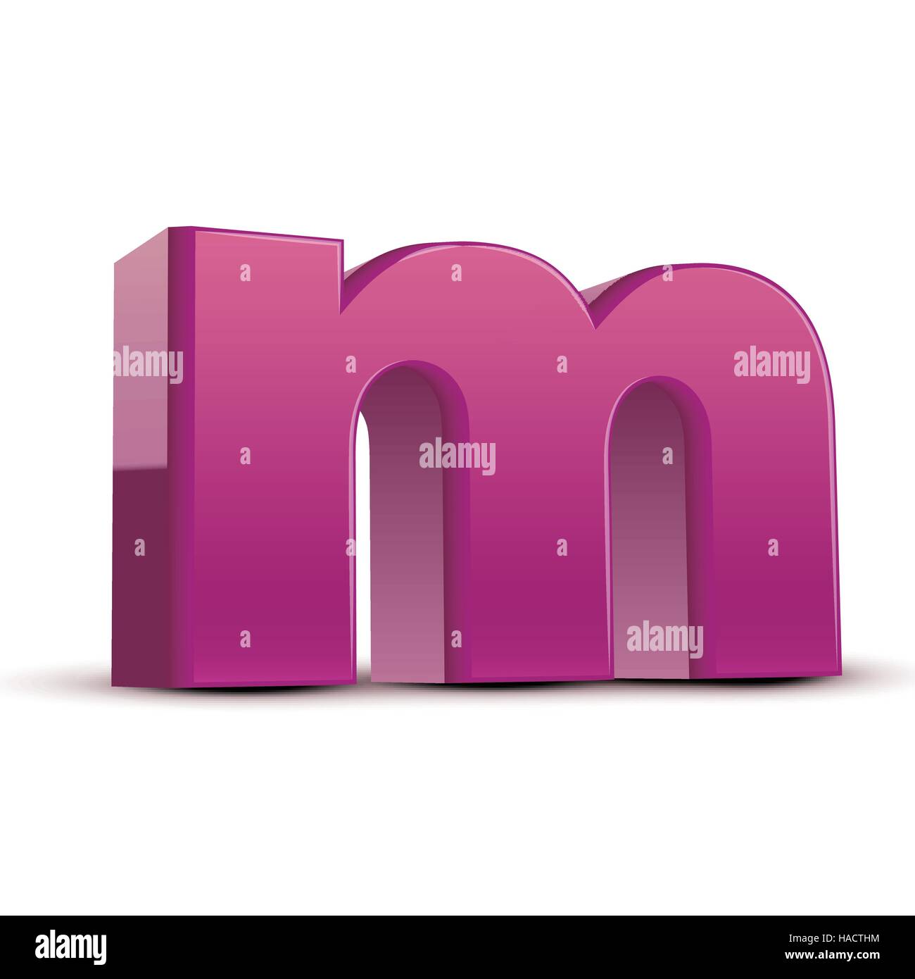 left tilt purple letter M, 3D illustration graphic isolated on white ...