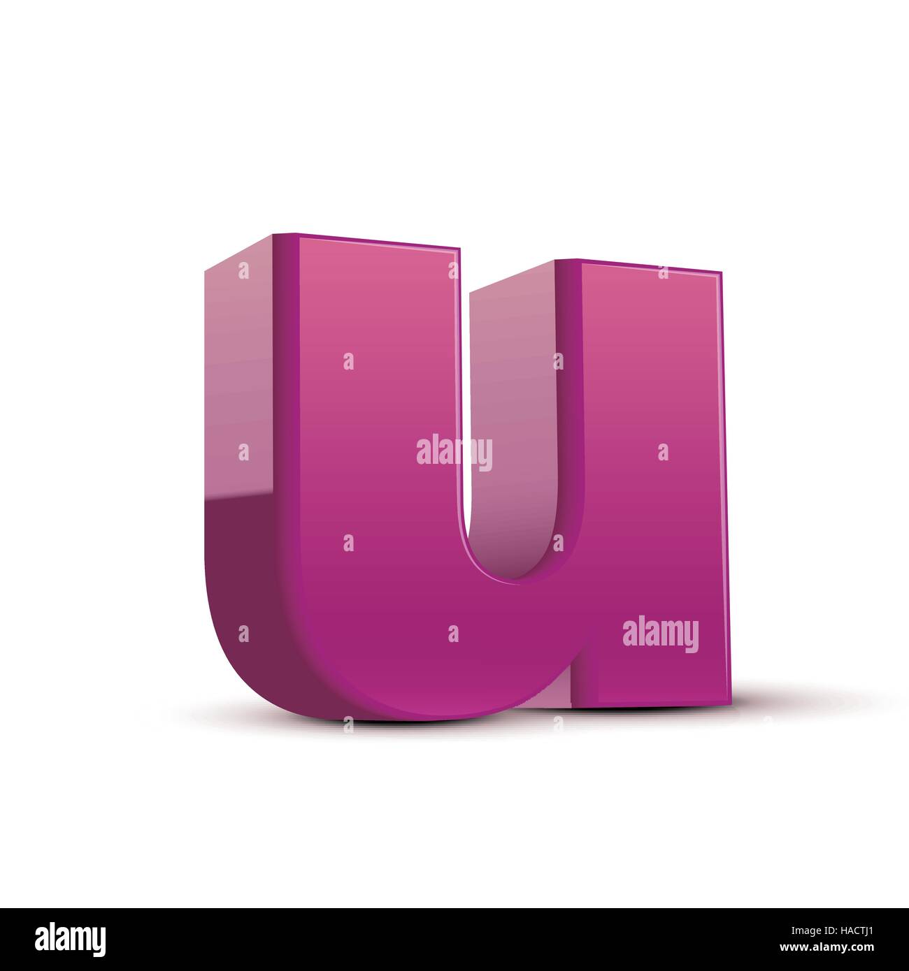left tilt purple letter U, 3D illustration graphic isolated on white ...