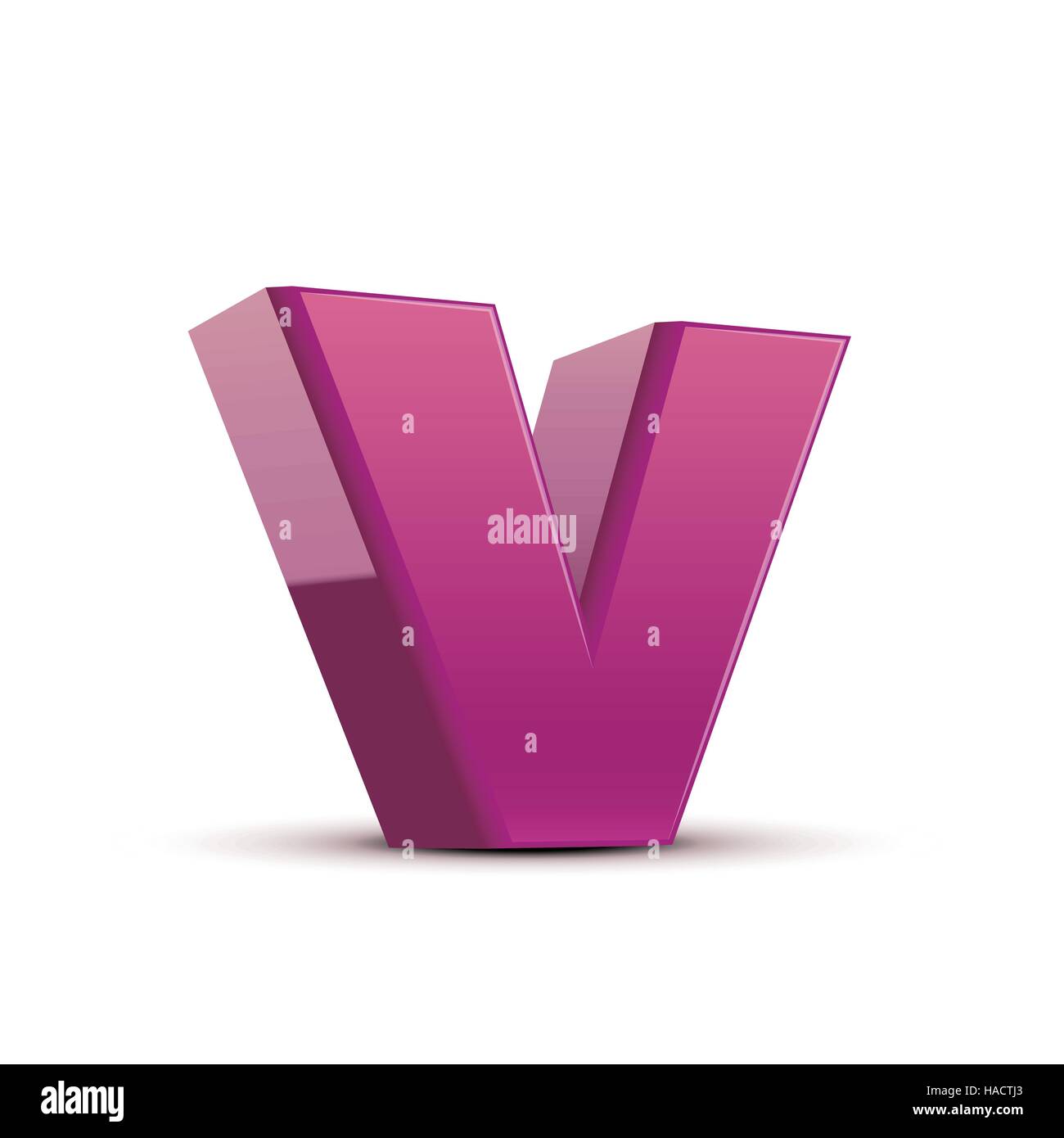 left tilt purple letter V, 3D illustration graphic isolated on white ...