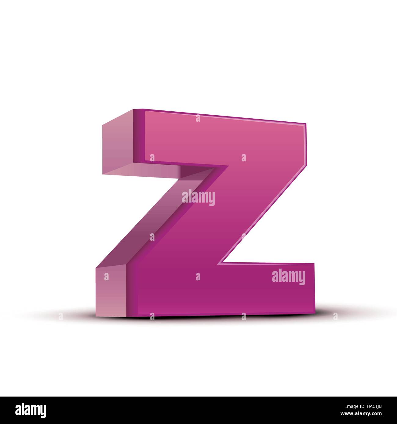 left tilt purple letter Z, 3D illustration graphic isolated on white ...