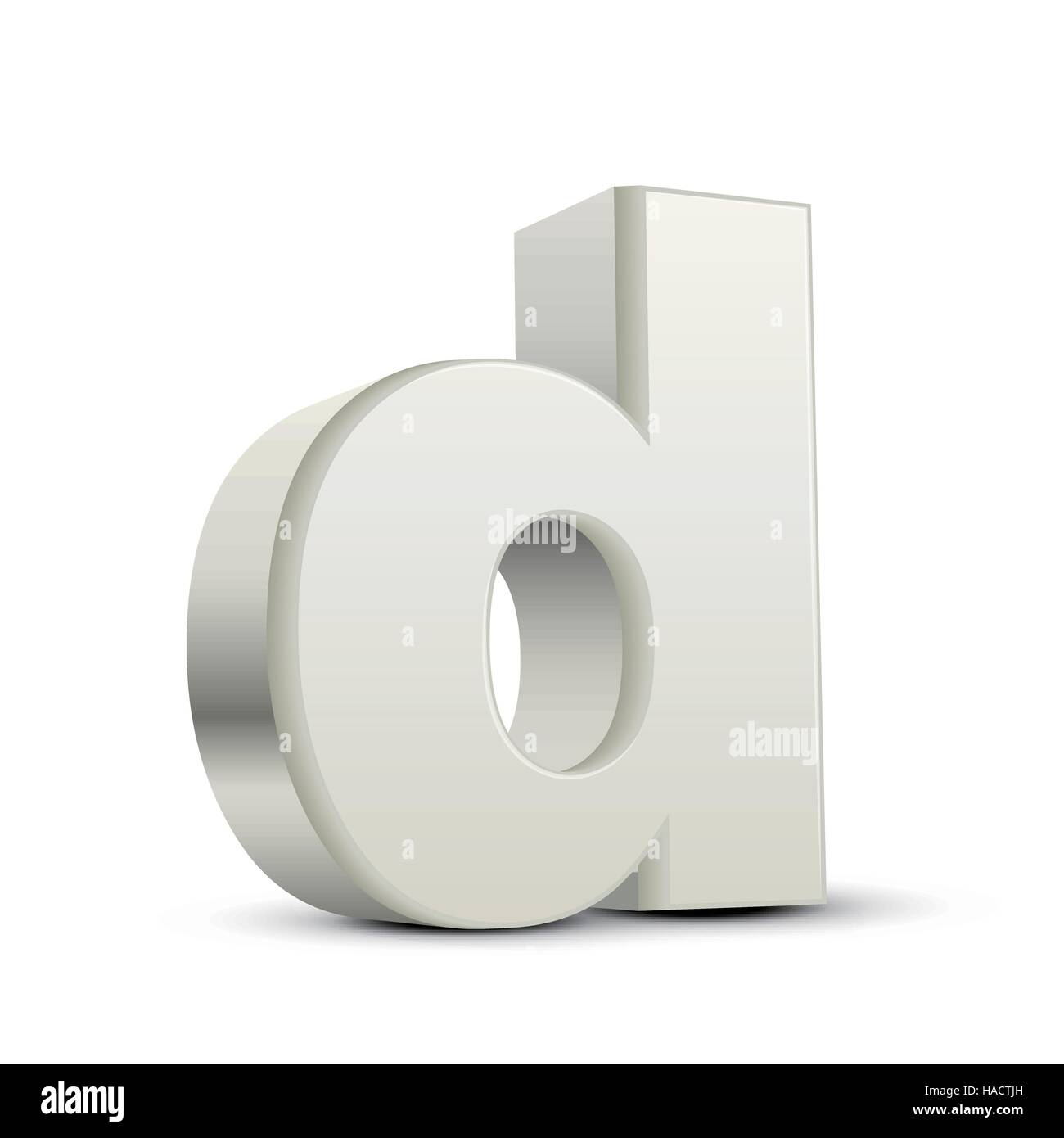 left tilt white letter D, 3D illustration graphic isolated on white ...