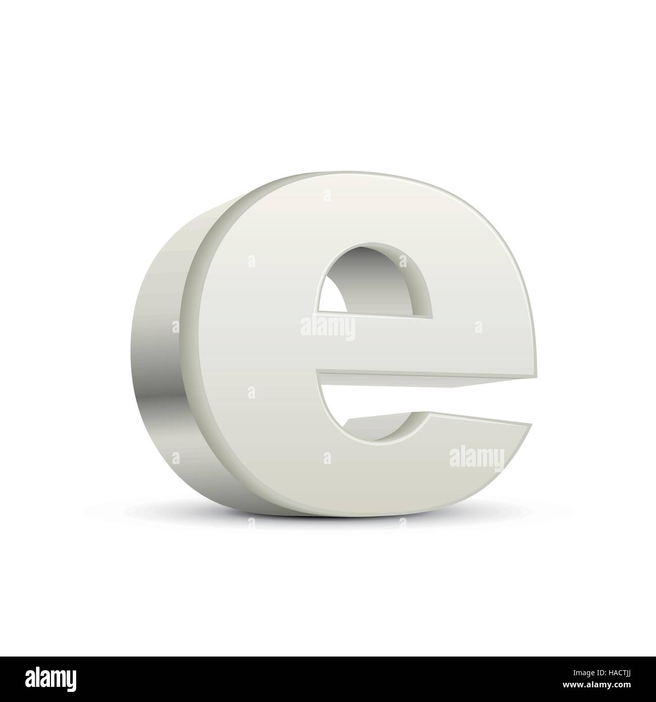 left tilt white letter E, 3D illustration graphic isolated on white ...