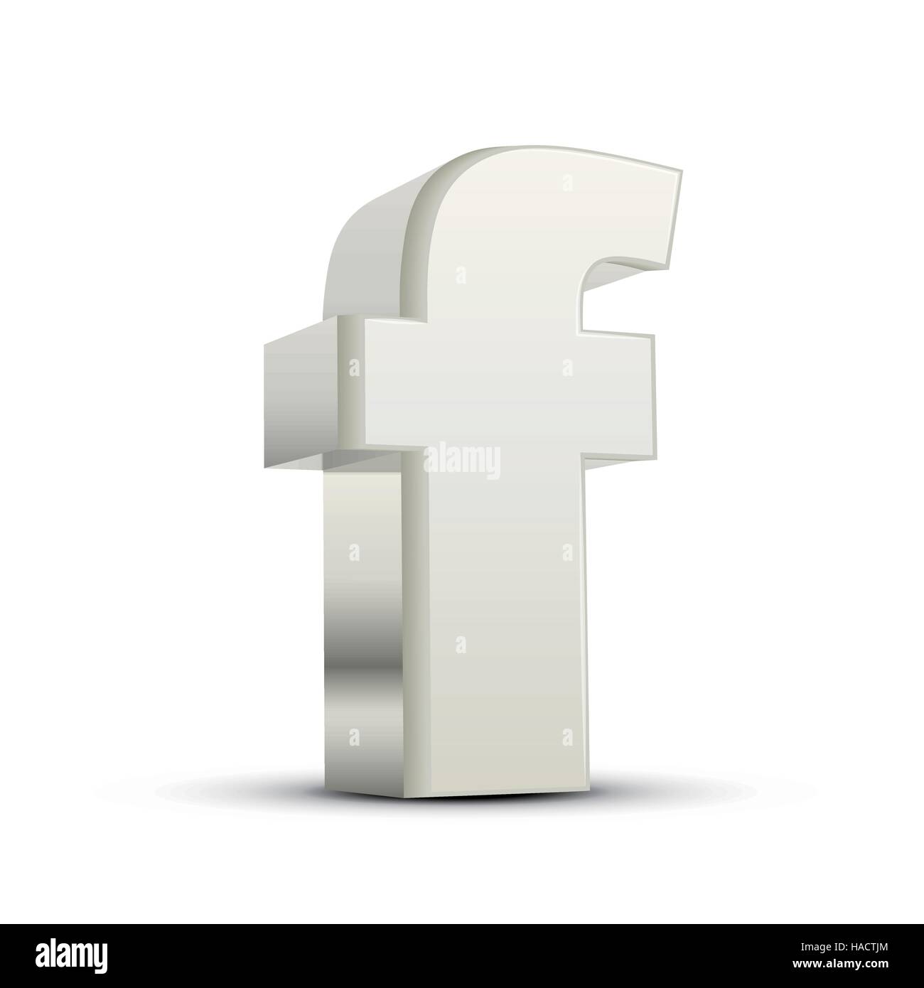 left tilt white letter F, 3D illustration graphic isolated on white ...