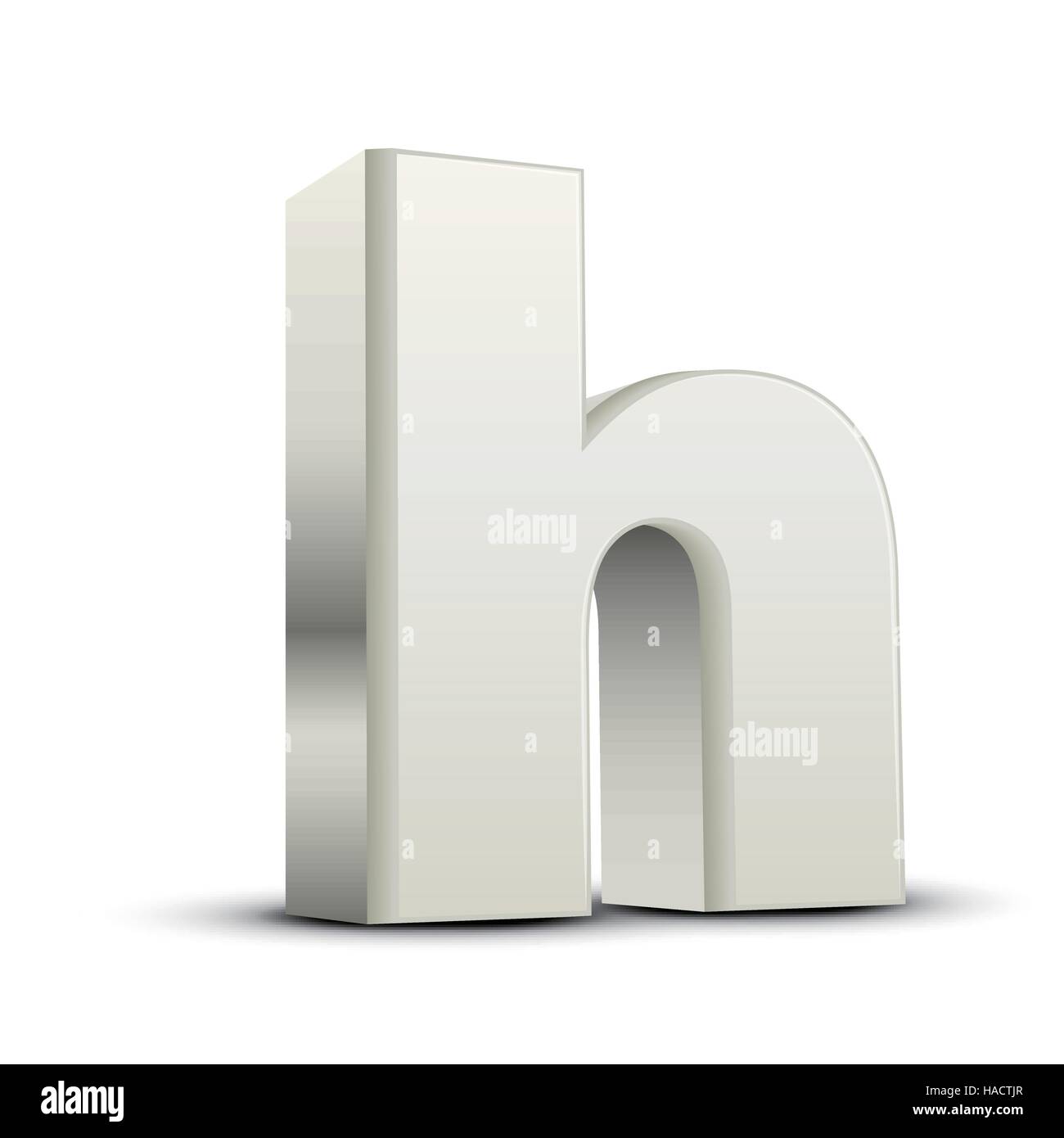 left tilt white letter H, 3D illustration graphic isolated on white ...