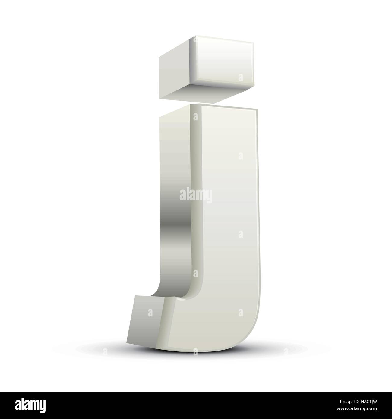 left tilt white letter J, 3D illustration graphic isolated on white ...
