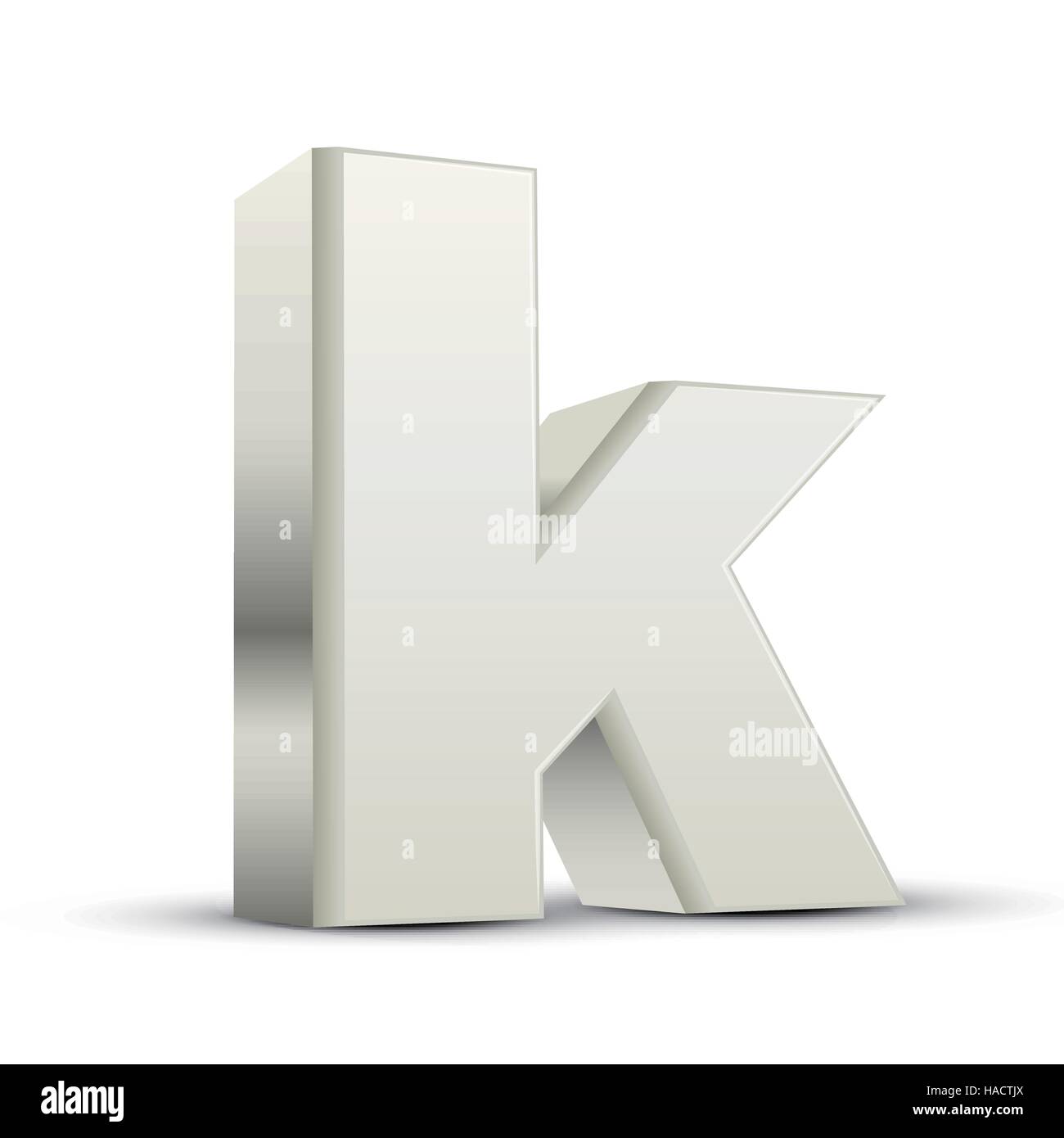 left tilt white letter K, 3D illustration graphic isolated on white ...