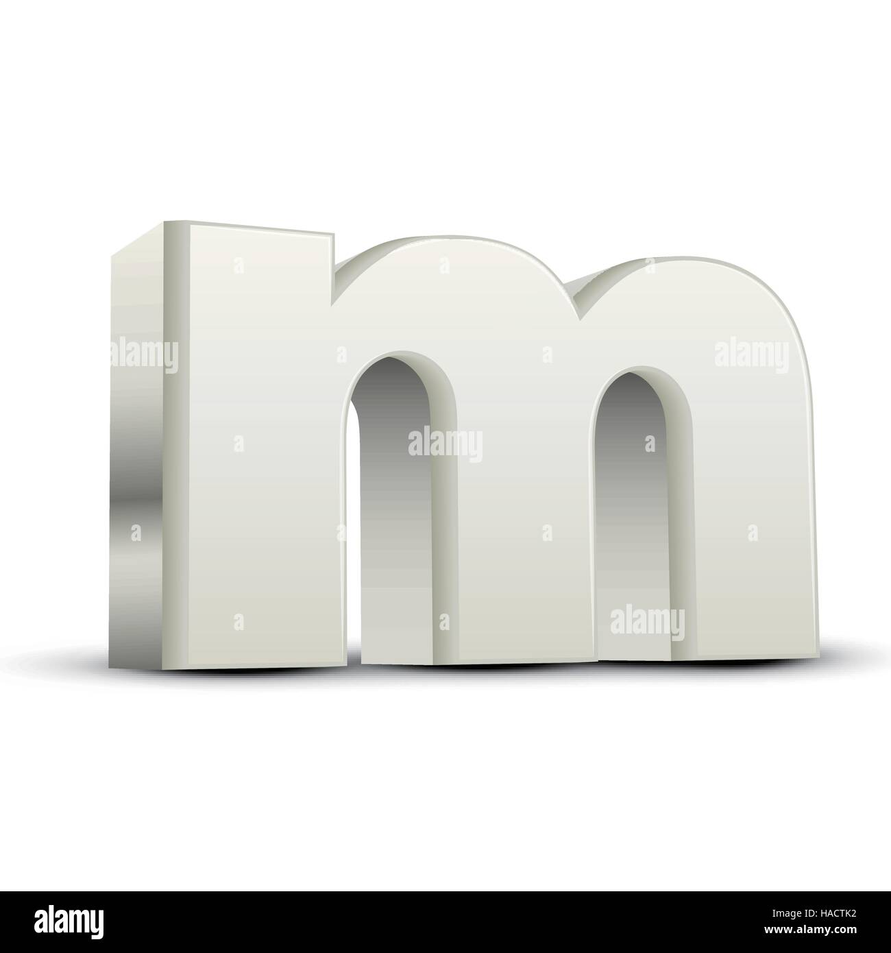 left tilt white letter M, 3D illustration graphic isolated on white ...