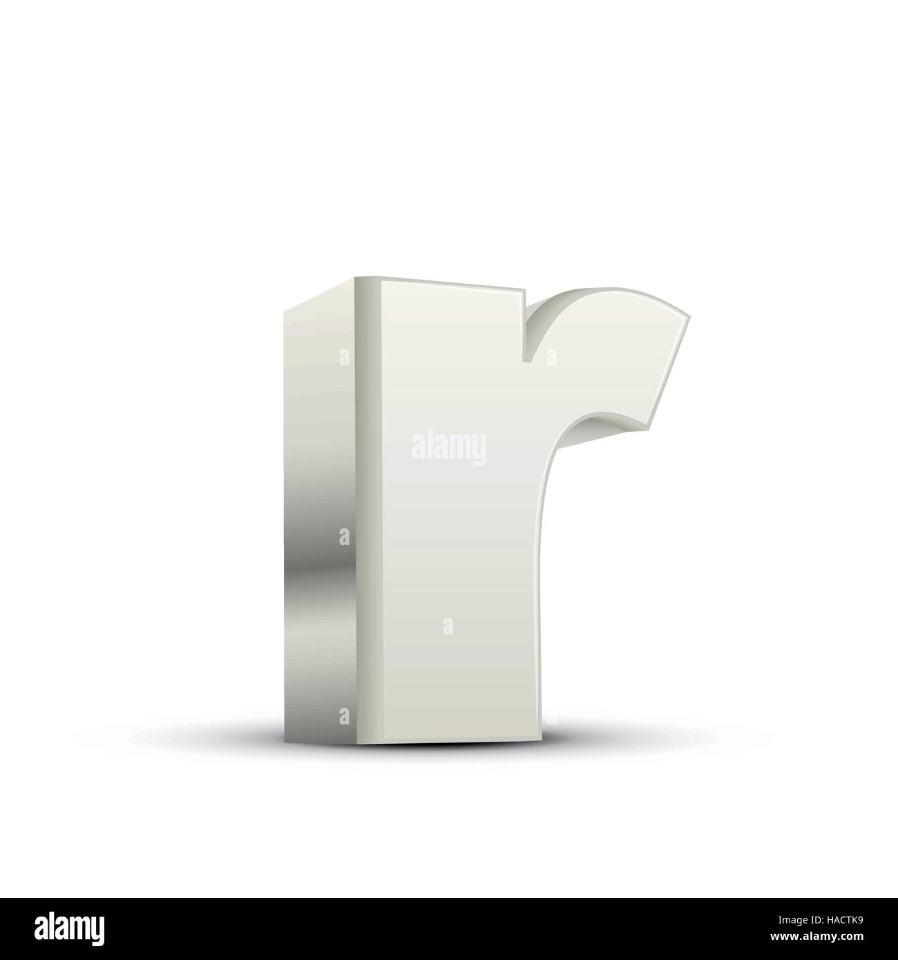 left tilt white letter R, 3D illustration graphic isolated on white ...